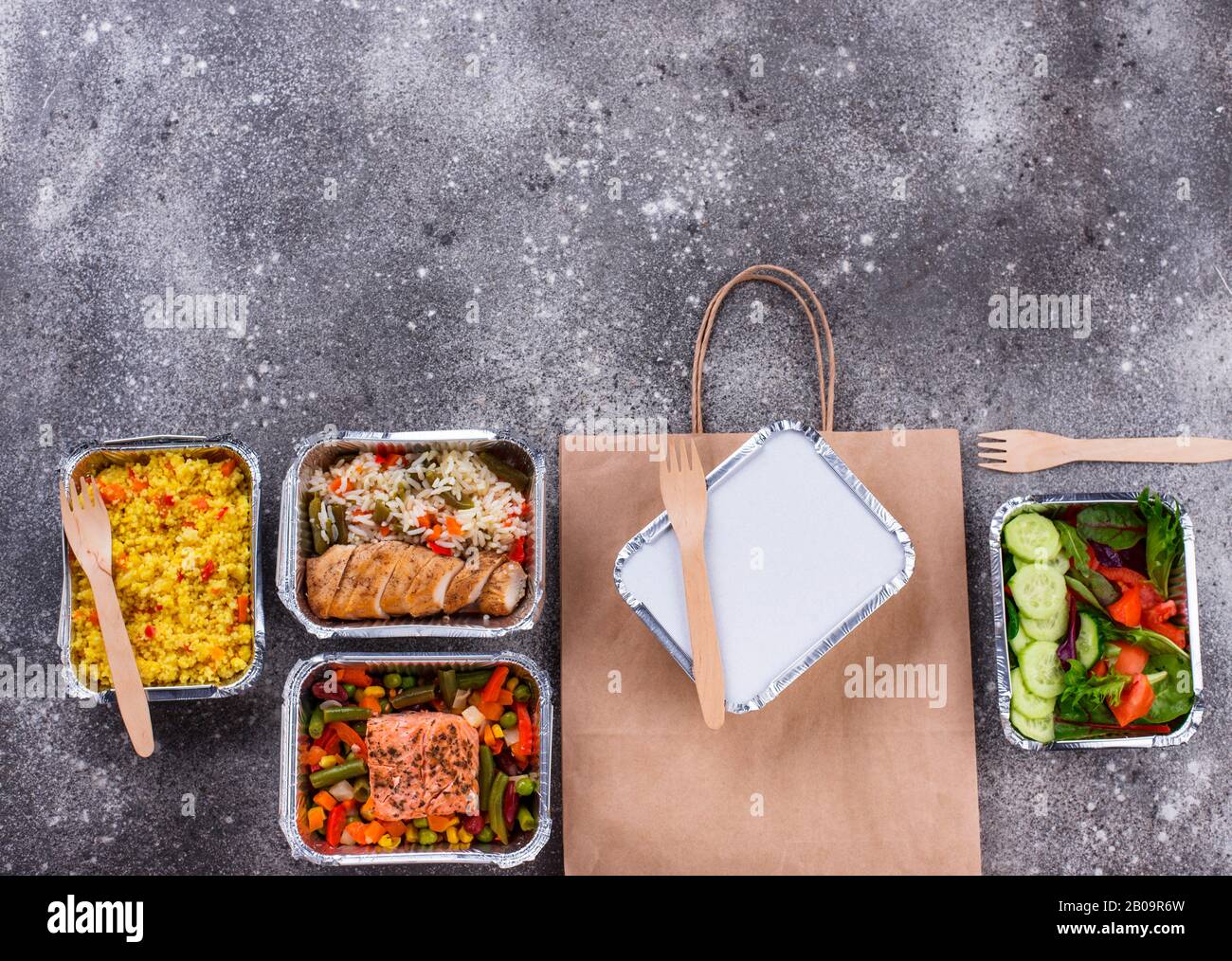 Food delivery concept. Lunch in container Stock Photo - Alamy