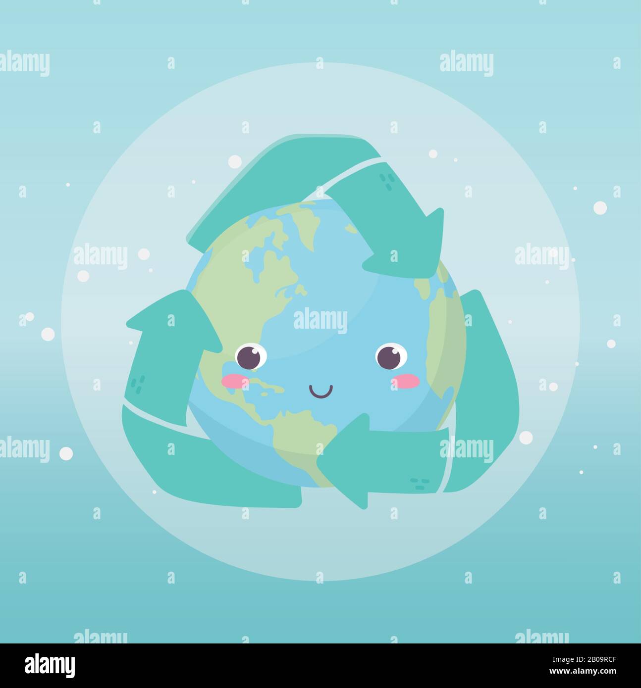 world with recycle arrows environment ecology cartoon design vector ...