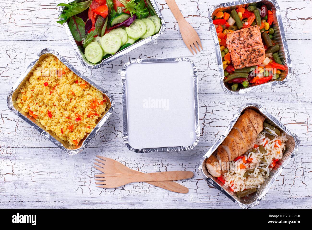 Food delivery concept. Lunch in container Stock Photo - Alamy