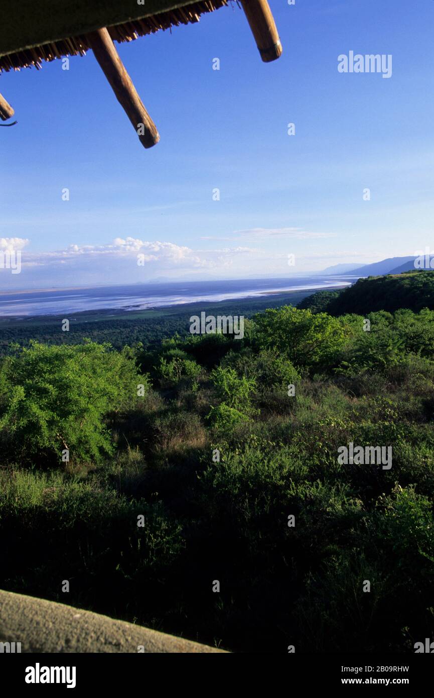 TANZANIA, LAKE MANYARA LODGE, VIEW FROM BUNGALO OF LAKE MANYARA Stock ...