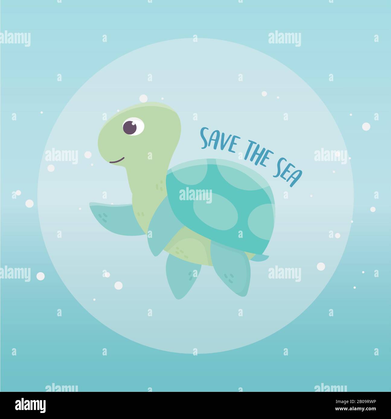 save the sea turtle environment ecology cartoon design vector ...