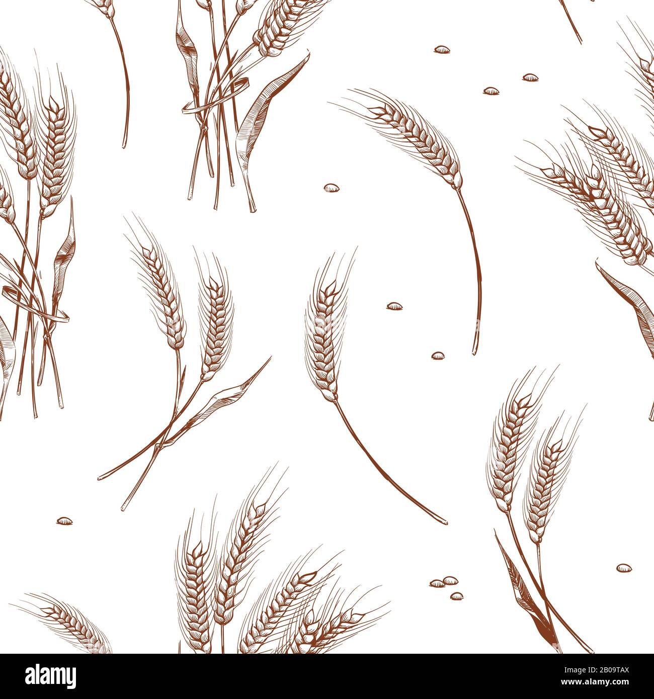Organic wheat harvest, bakery seamless background. Seamless pattern ...