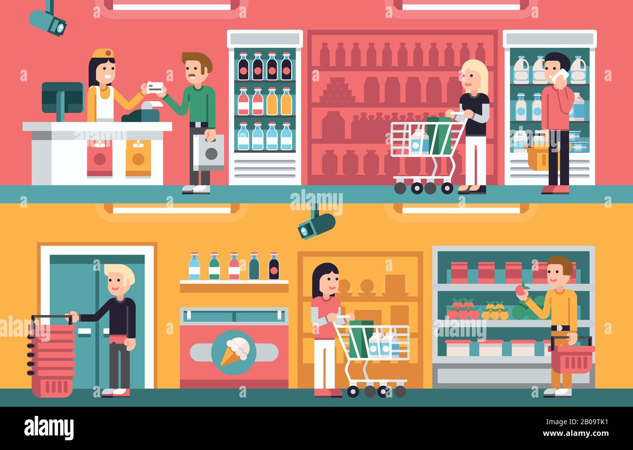 Girl shopping in store Stock Vector Images - Alamy