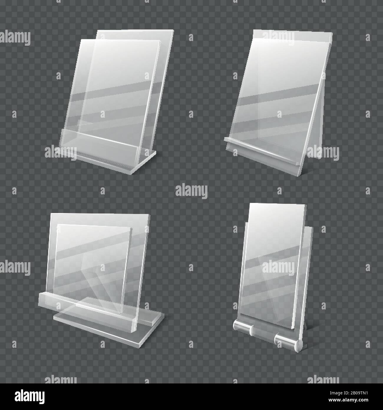 Display tables, transparent plastic sheets, information holders vector ...