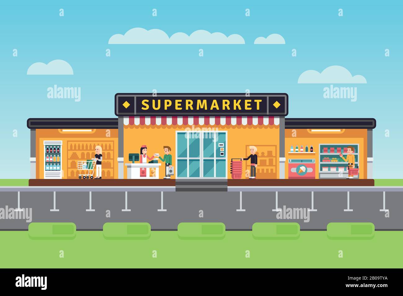 Supermarket Building Illustration