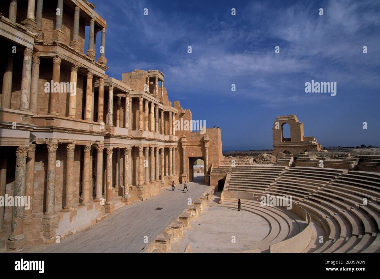 LIBYA, NEAR TRIPOLI, SABRATHA, ROMAN THEATRE (2ND CENTURY AD), TOURISTS Stock Photo - Alamy