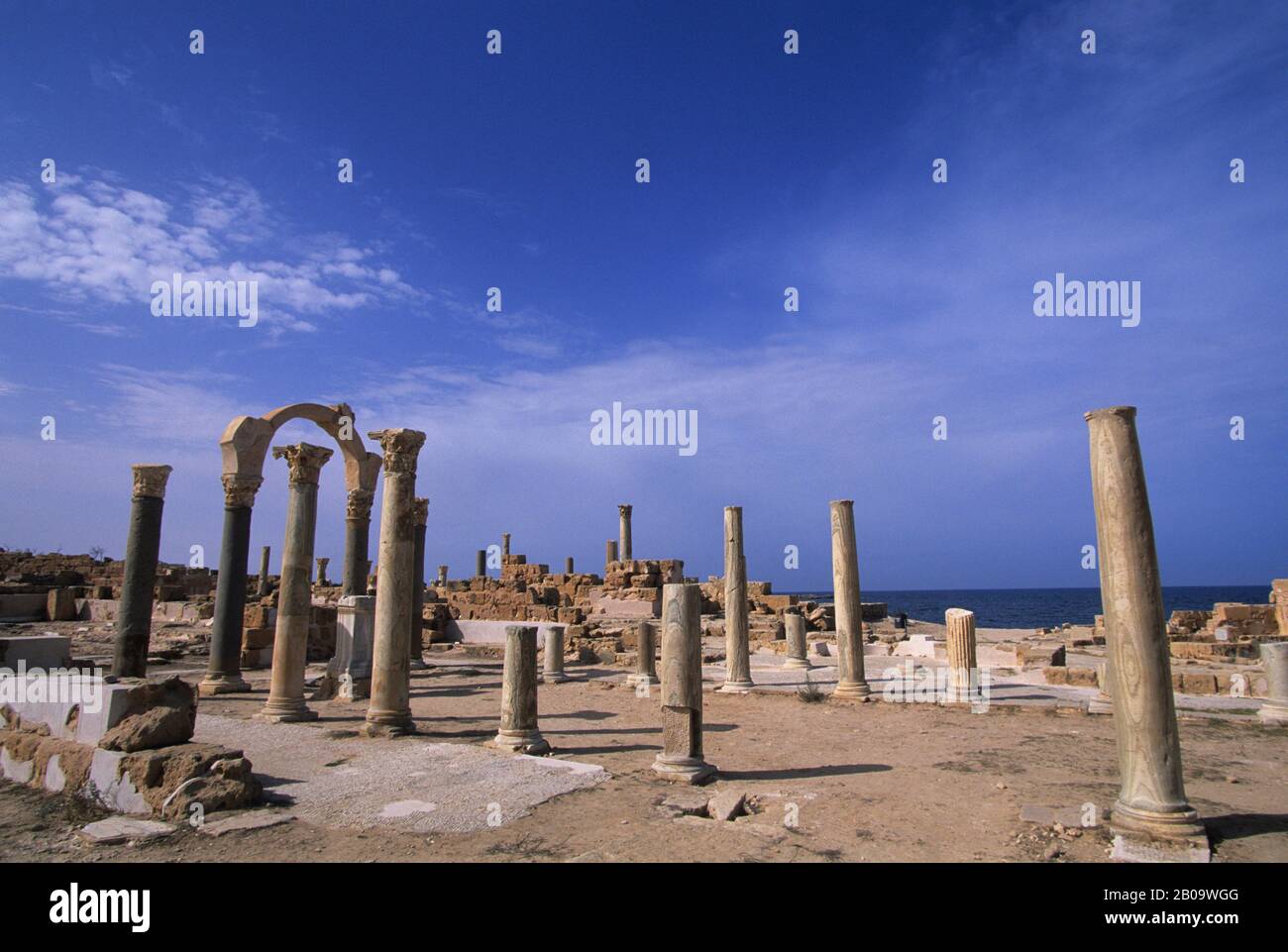 LIBYA, NEAR TRIPOLI, SABRATHA, CURIA, (SENATE HOUSE), ARCH Stock Photo ...