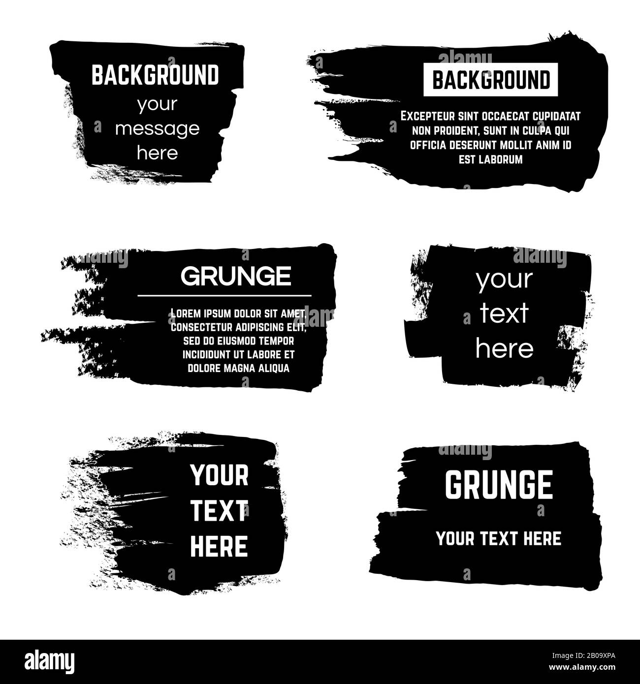 Inked black paint brushed rectangle boxes and frames vector stock ...
