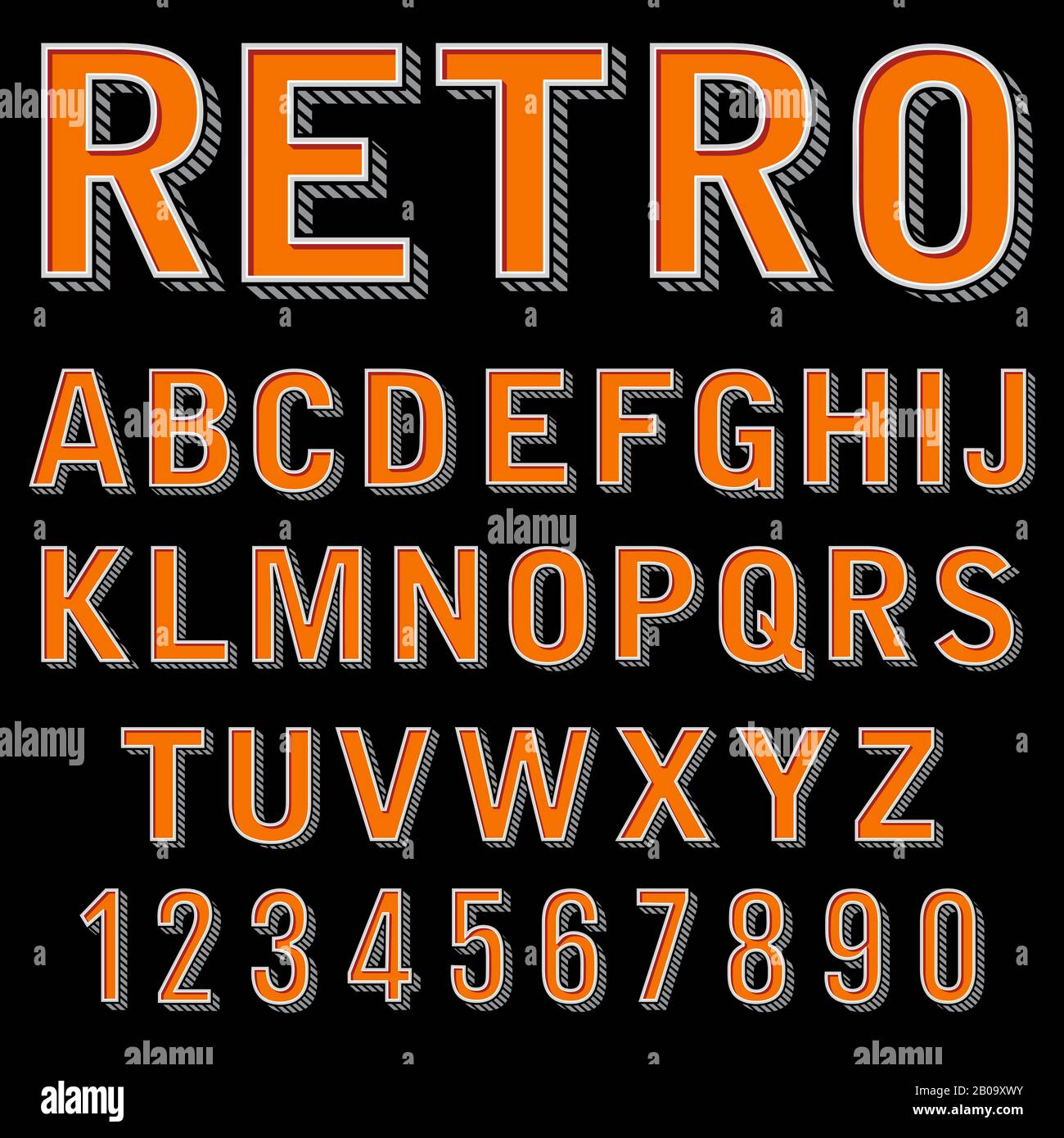 16 Retro Number Fonts Images Vintage Font Alphabet Retro 60s Text