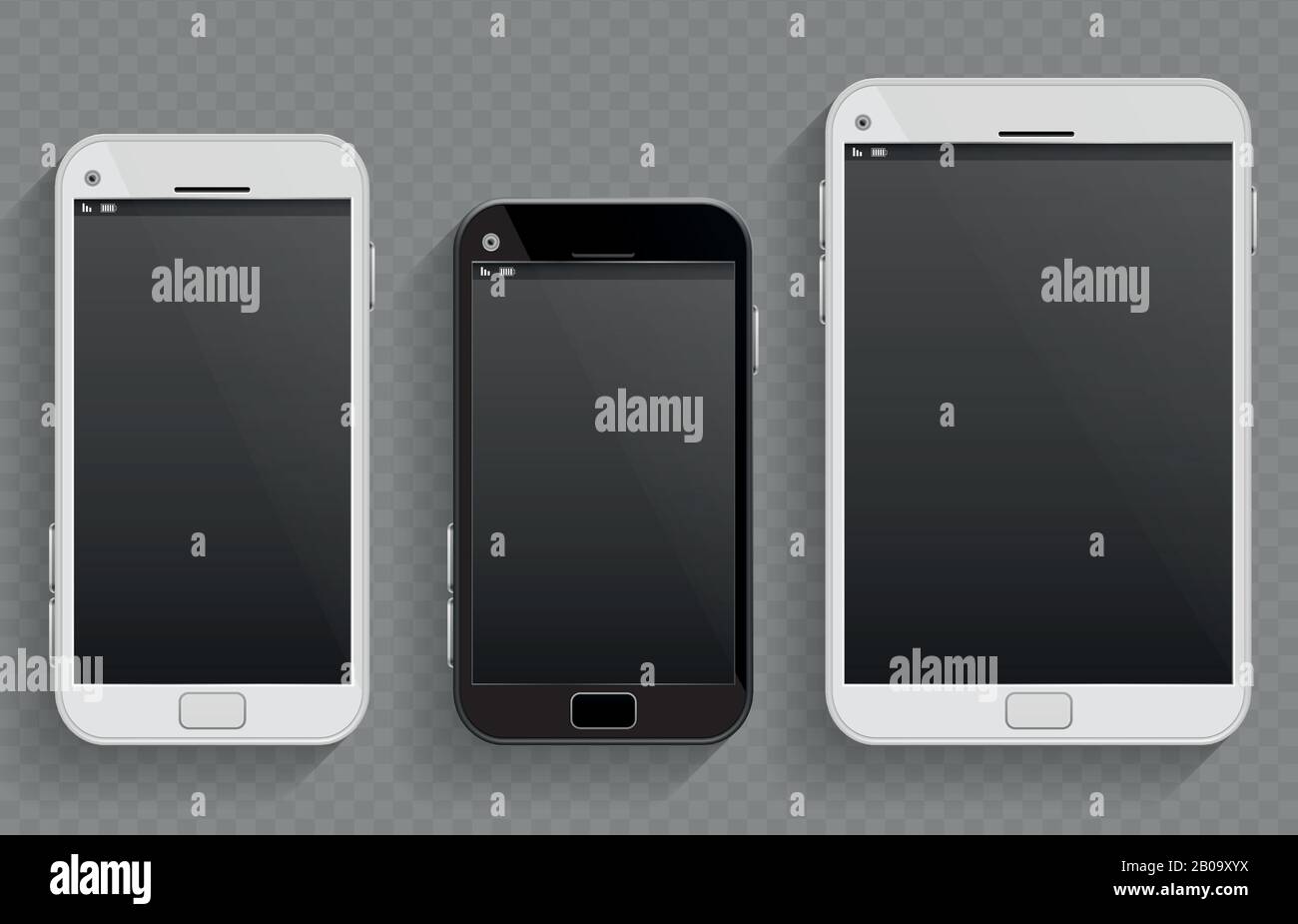 Touch screen mobile phones, smartphones in different size and tablet ...