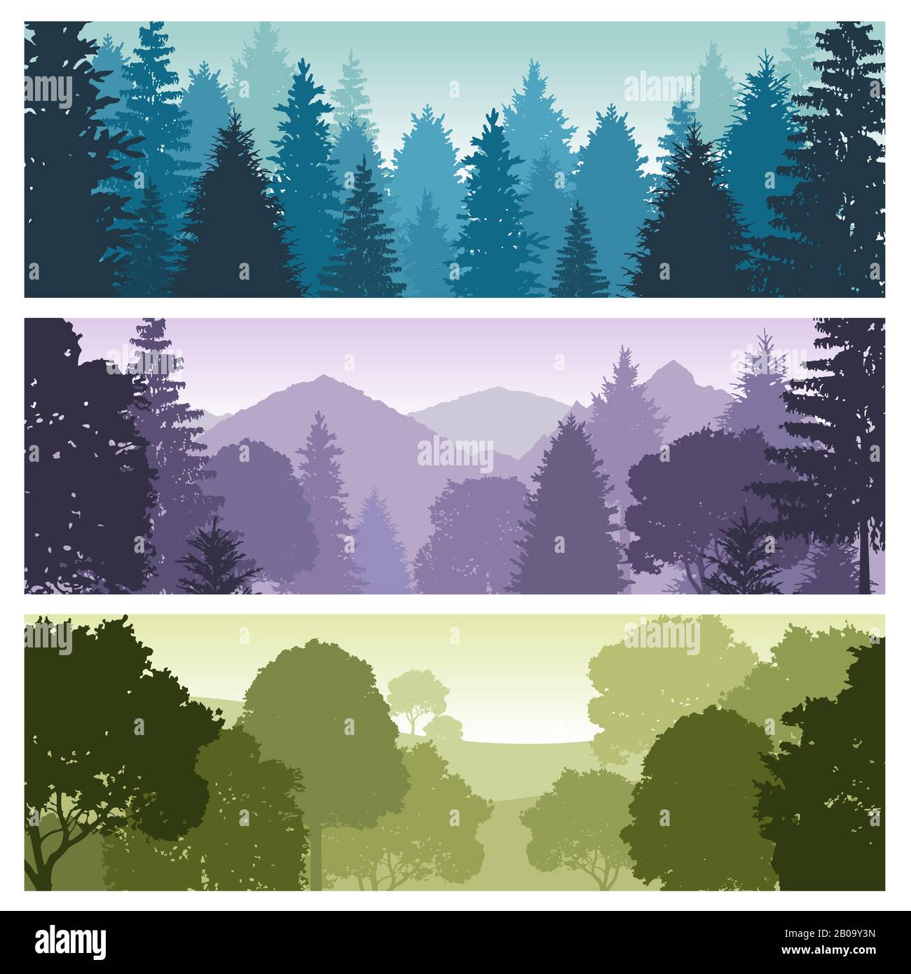 Landscape scene evergreen trees Stock Vector Images - Alamy