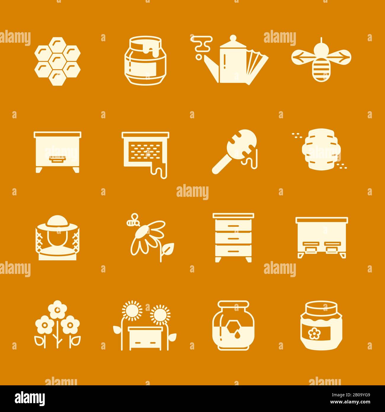 Honey apiary vector icons set. Illustration of natural honey and hive ...