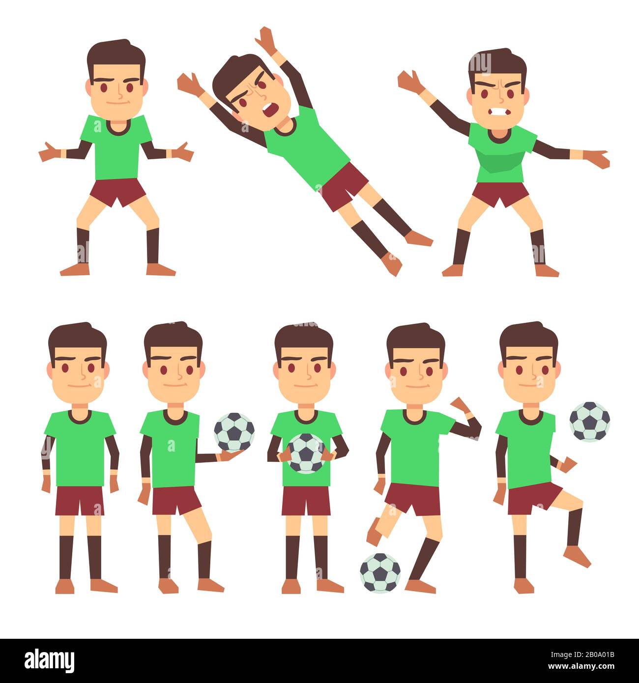 Soccer players set vector illustration isolated white. Field players ...