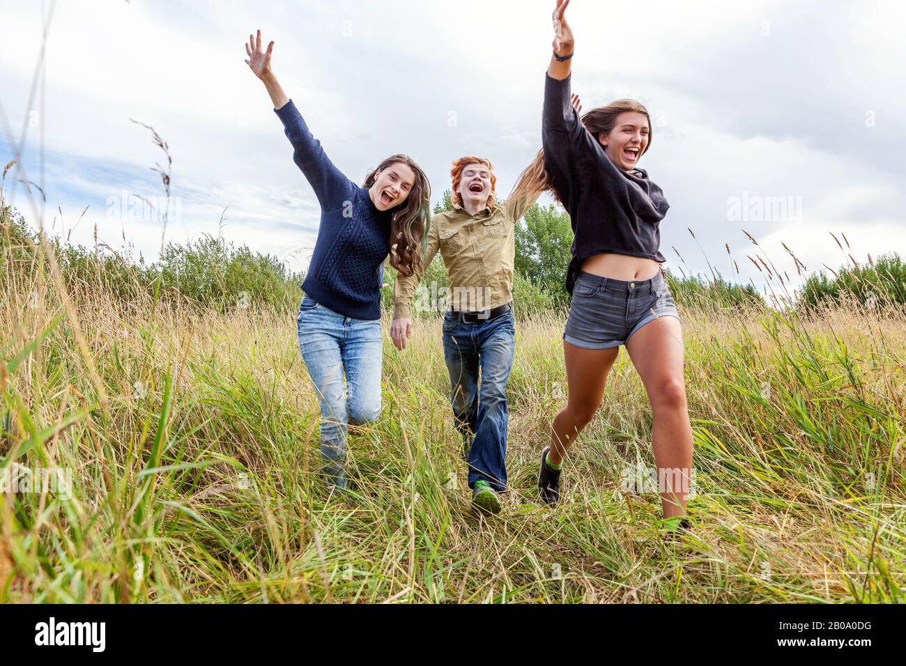 Summer holidays vacation happy people concept. Group of three friends ...