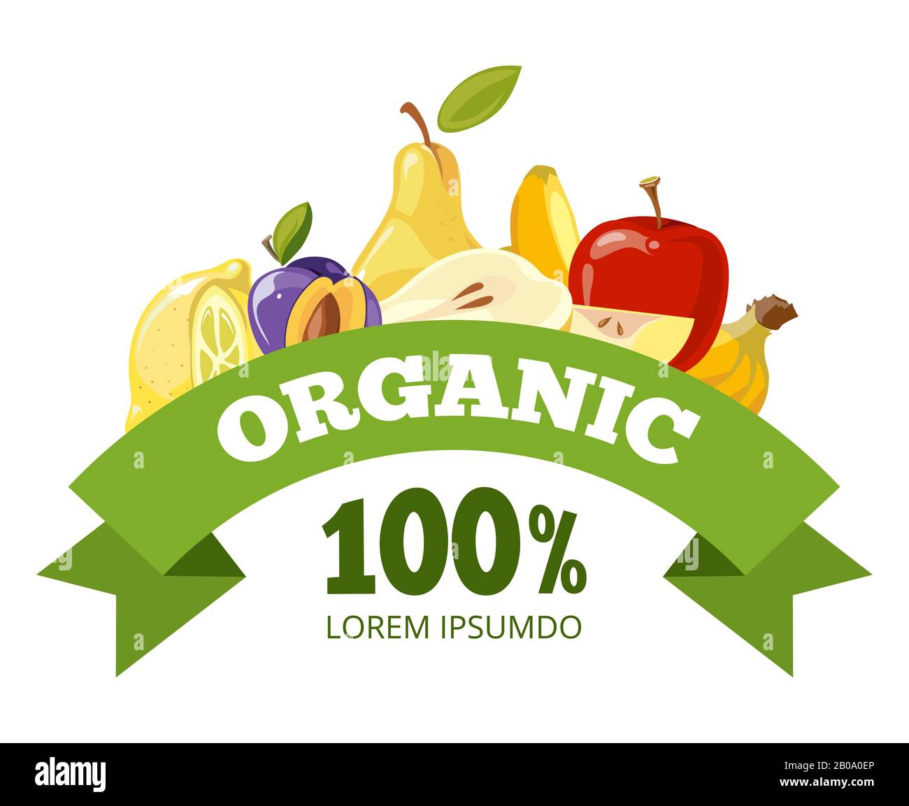 Natural fresh food, fruits logo badge vector template. Eco fresh green ...