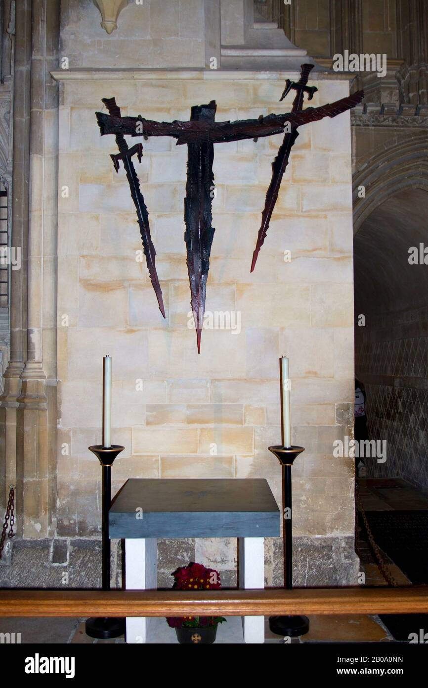 Bloodstained Sword Sculpture above the Martyrdom Altar commemorating ...
