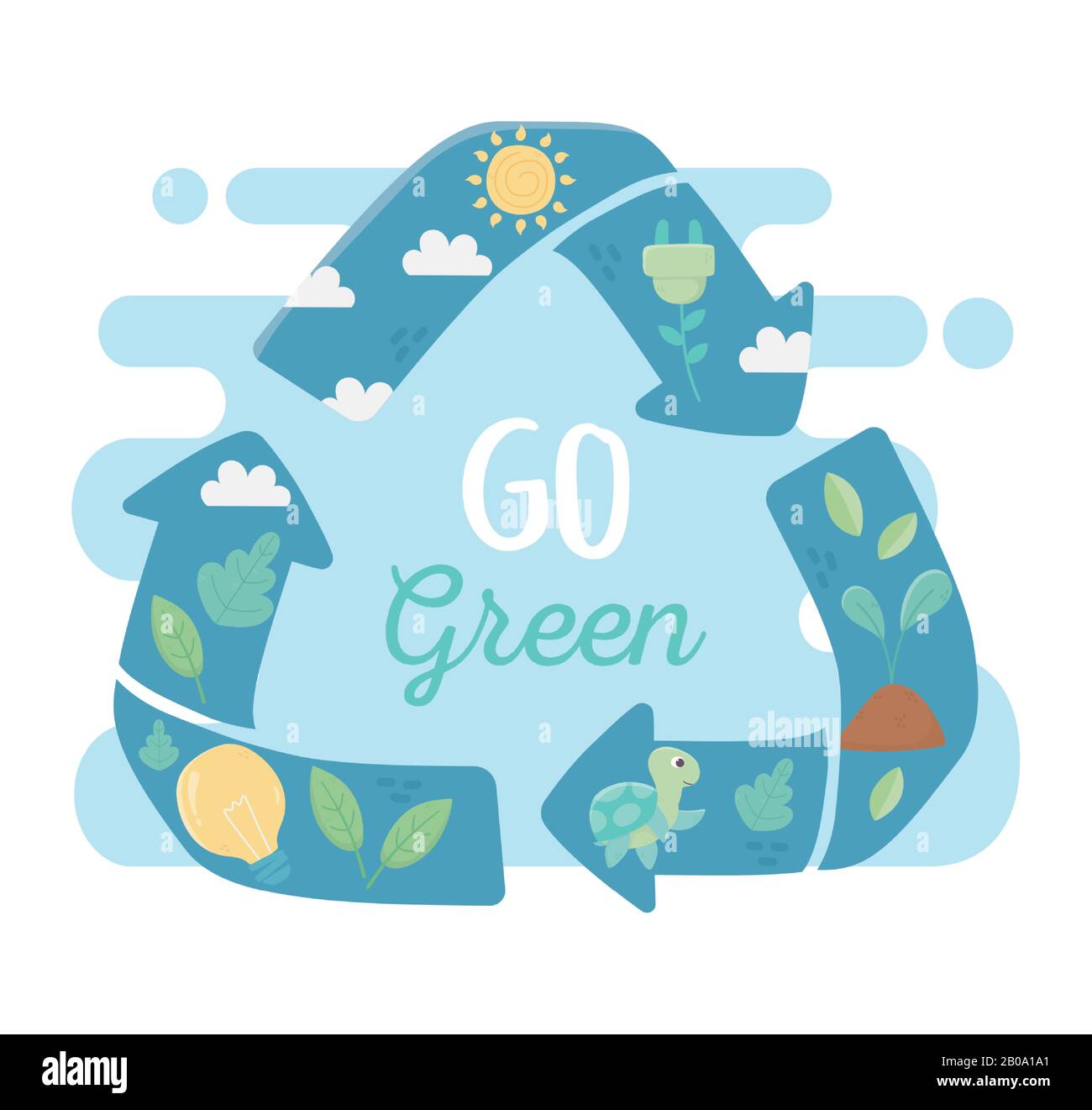 go green recycle energy fauna flora environment ecology vector ...