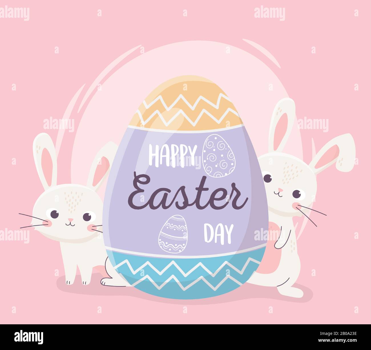 happy easter rabbits with lettering in egg decoration vector ...