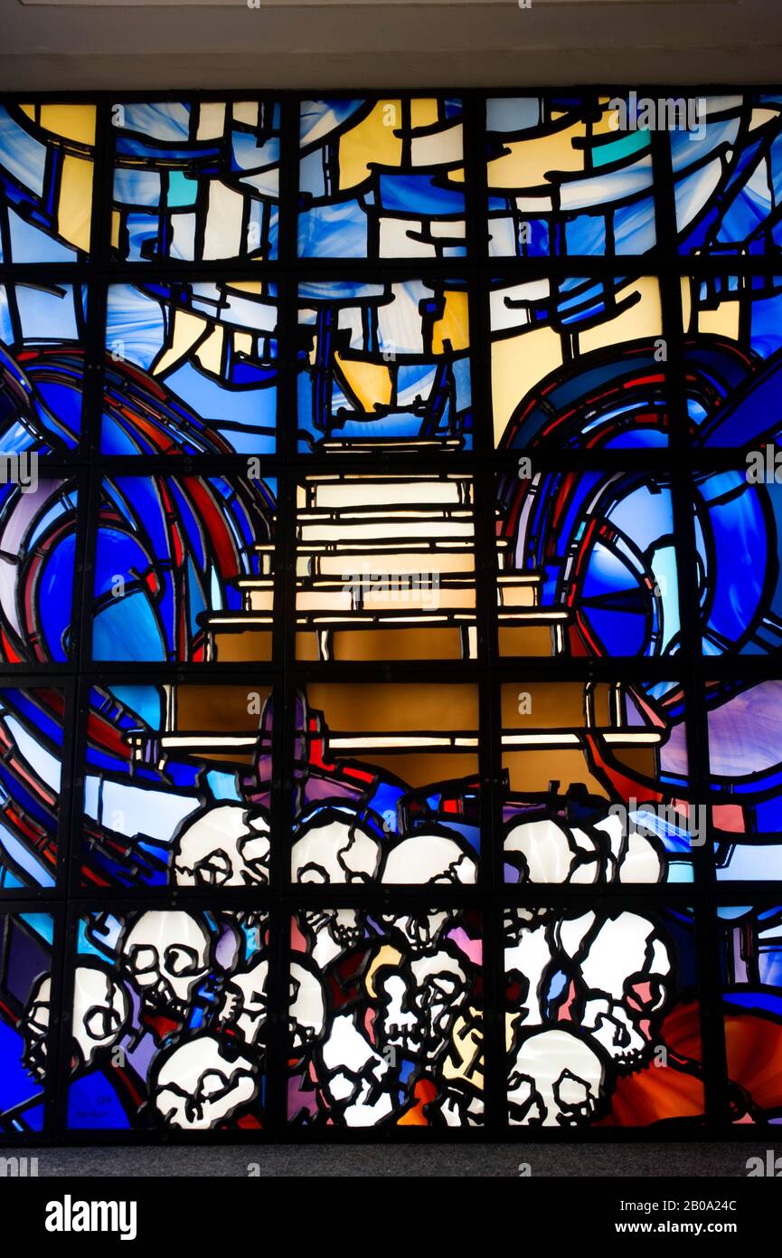 RWANDA, KIGALI, GENOCIDE MEMORIAL AND MUSEUM, STAIN-GLASS WINDOW Stock ...