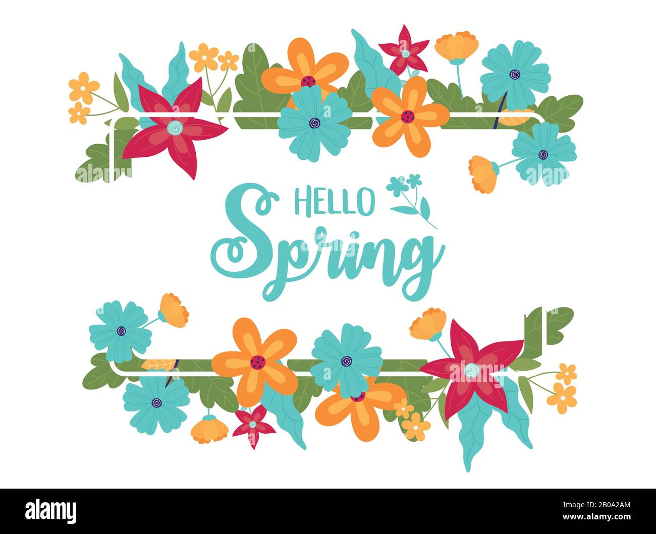 happy spring flowers floral greeting card celebration vector ...