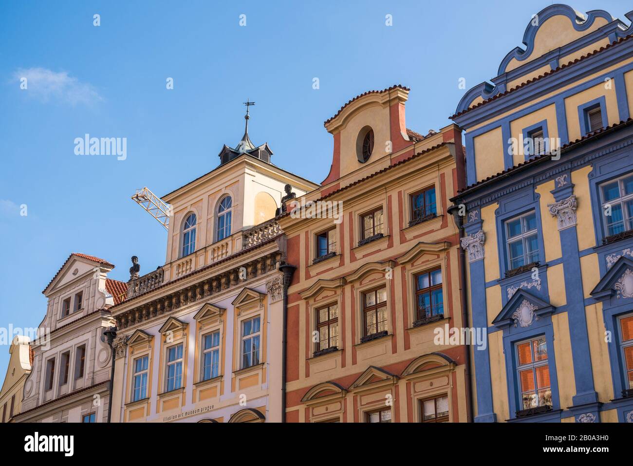 Prague's old town city square coloured buildings Stock Photo - Alamy