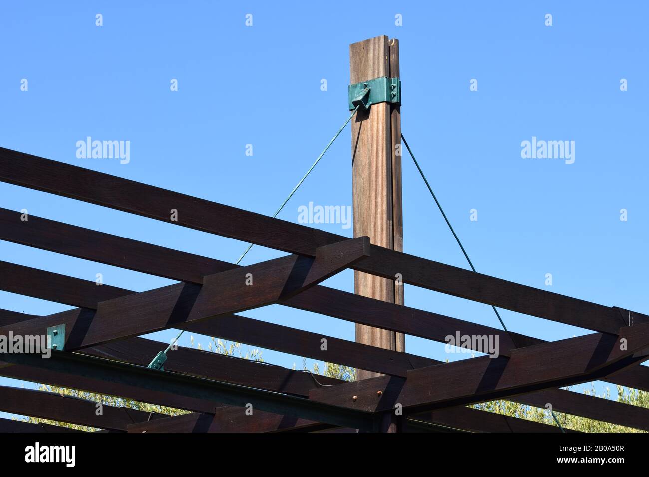 Stylish Wooden Garden Patio Pergola Structure Stock Photo - Alamy