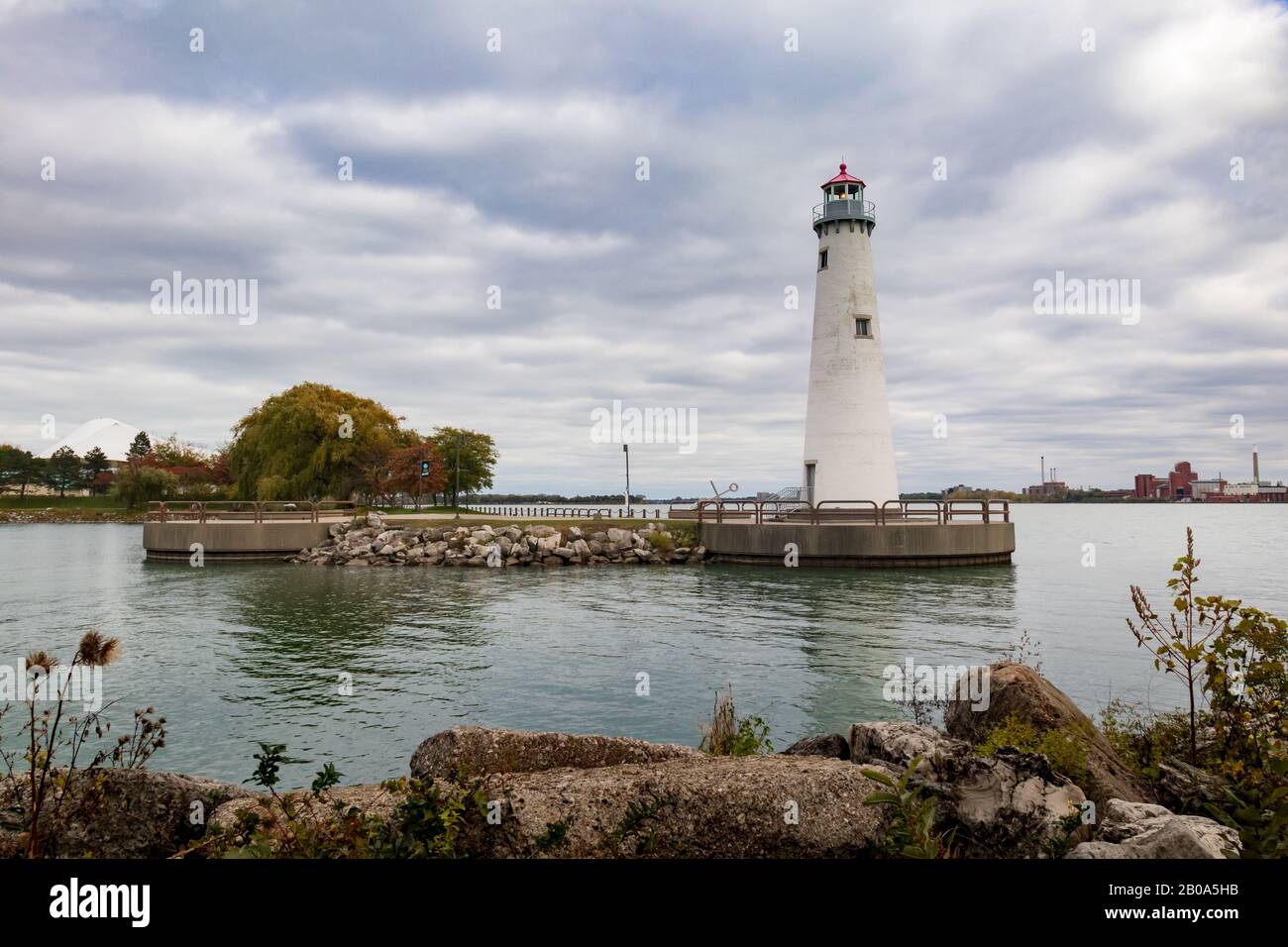 Milliken State Park Lighthouse, Detroit Michigan, USA Stock Photo - Alamy