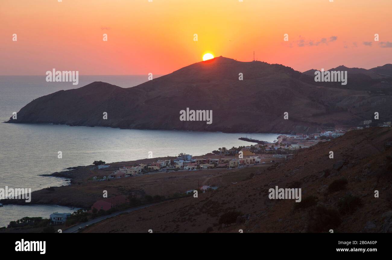 Sunrise over Panormos ( Panormo ) in Crete. Panormos is a small Cretan ...