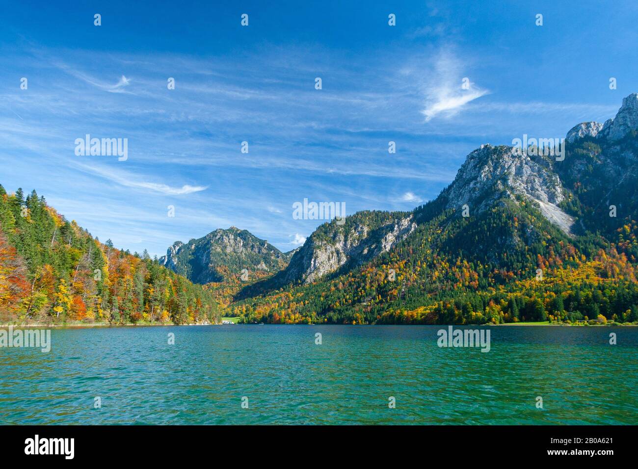 view of Alpsee Lake in Bavarian Alps near Swangau Stock Photo - Alamy