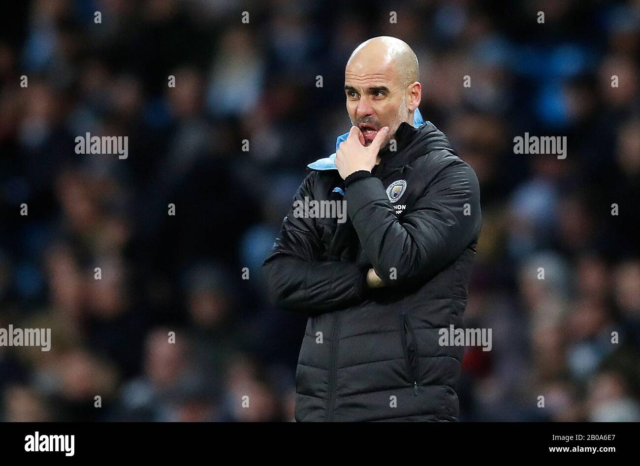 Manchester City manager Pep Guardiola on the touchline during the ...