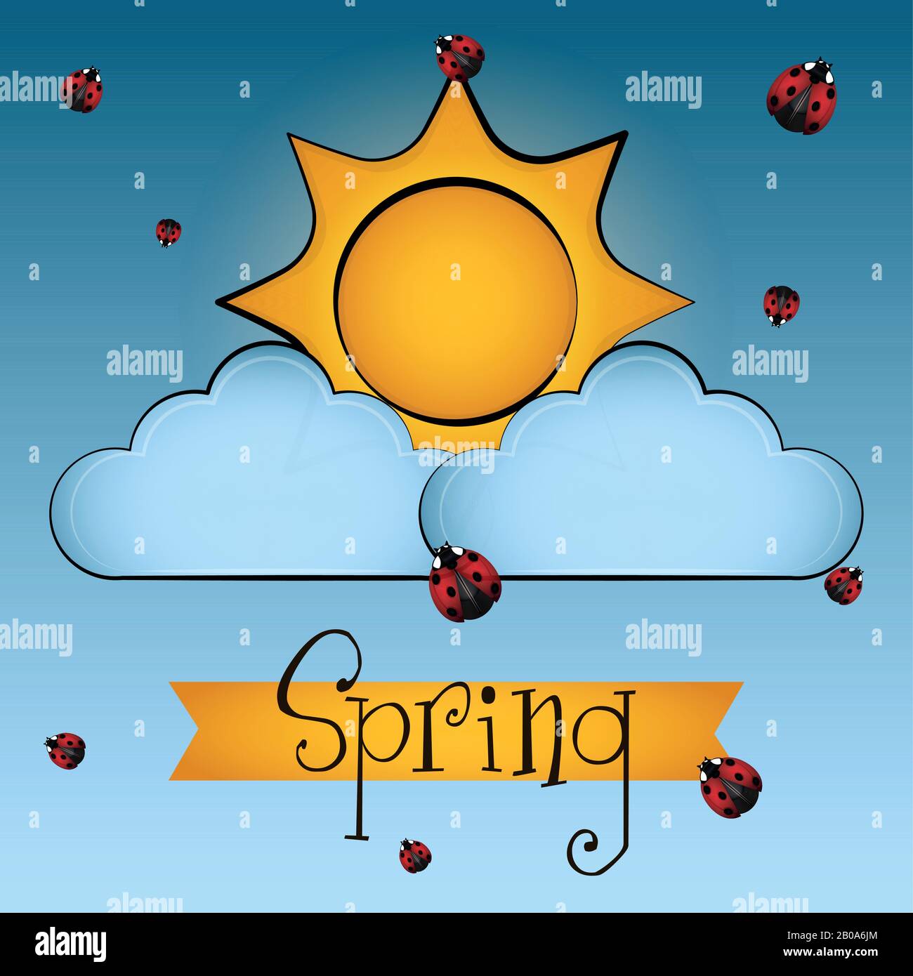 Sun, ladybugs and clouds Stock Vector Image & Art - Alamy