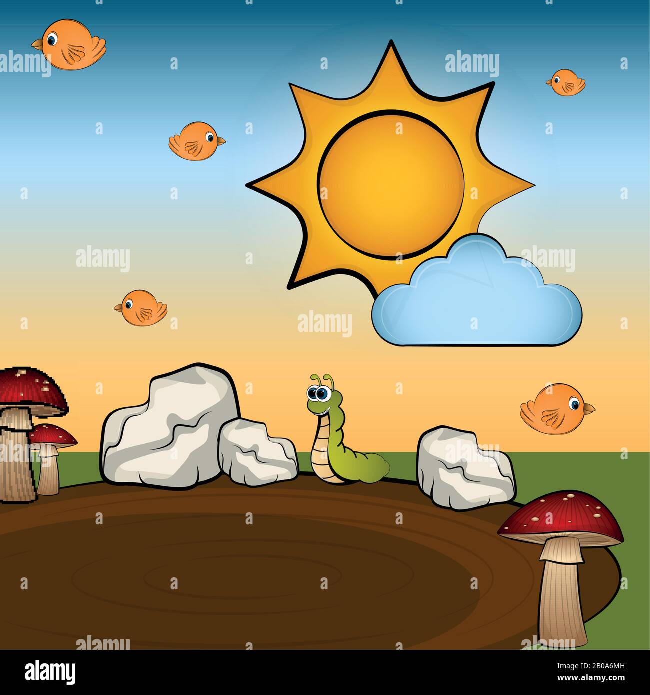 Beautiful spring landscape cartoon Stock Vector Image & Art - Alamy