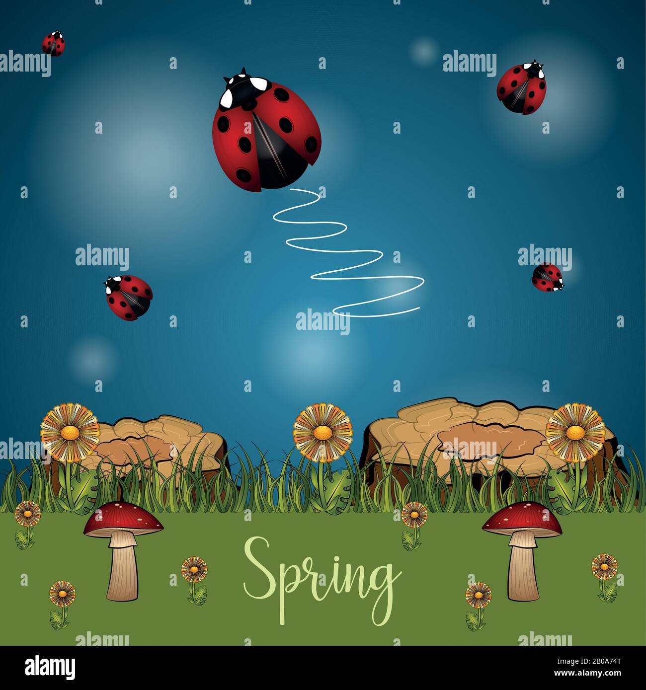 Beautiful spring landscape cartoon Stock Vector Image & Art - Alamy