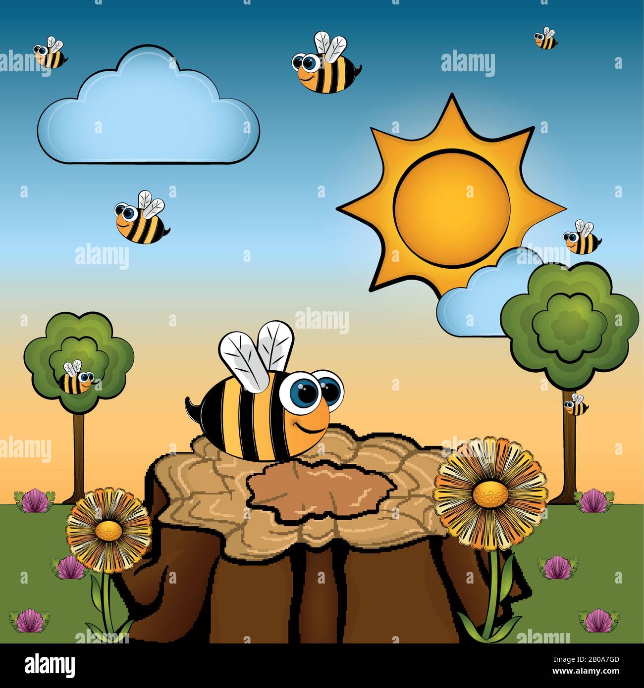 Beautiful spring landscape cartoon Stock Vector Image & Art - Alamy