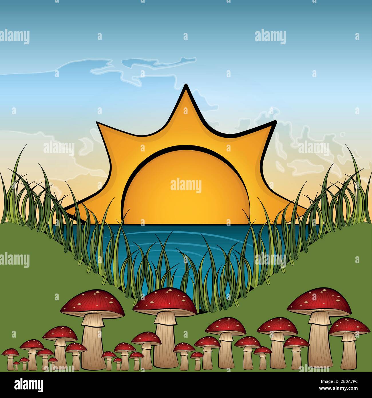 Beautiful spring landscape cartoon Stock Vector Image & Art - Alamy