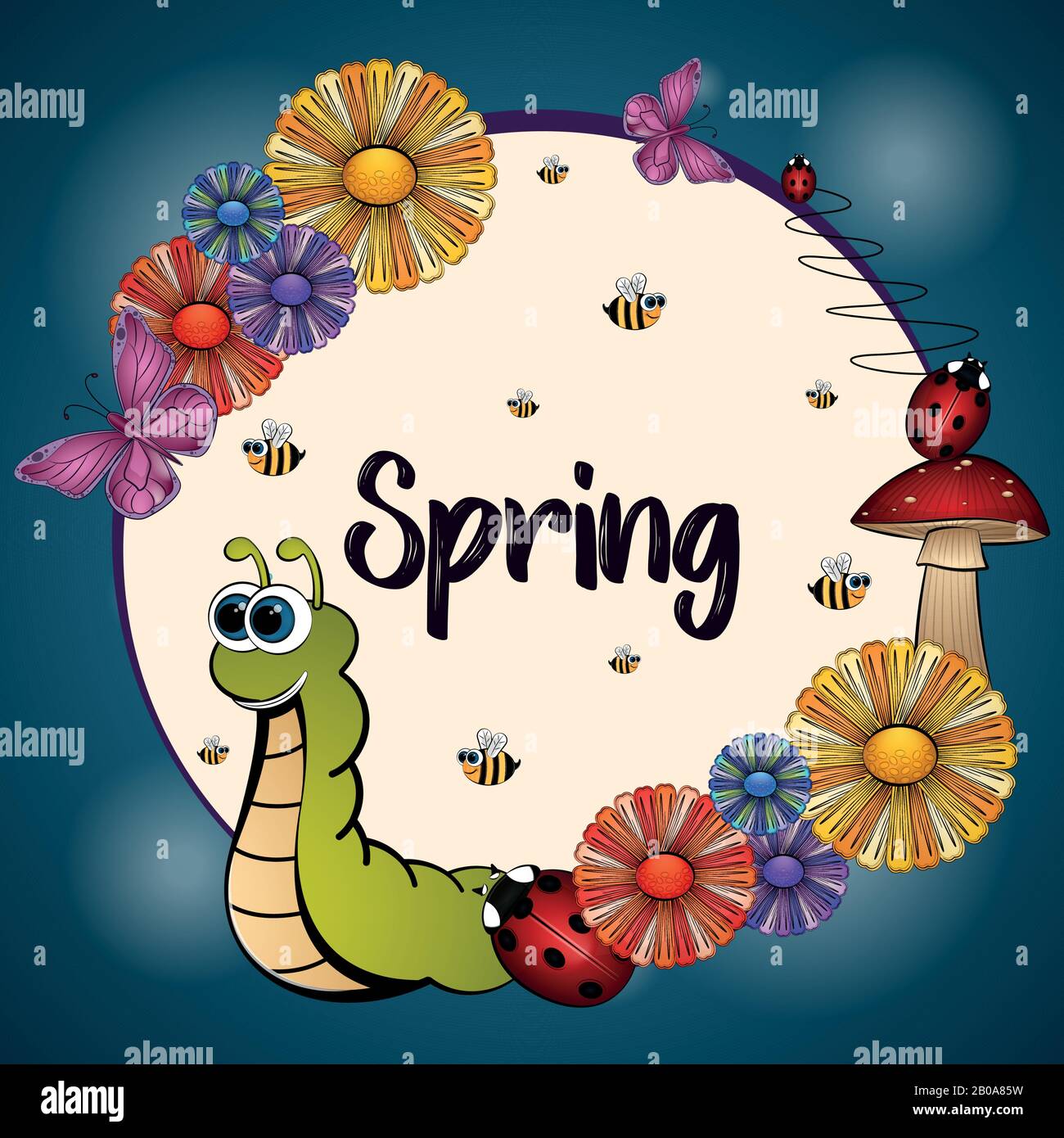 Floral label with spring text Stock Vector Image & Art - Alamy