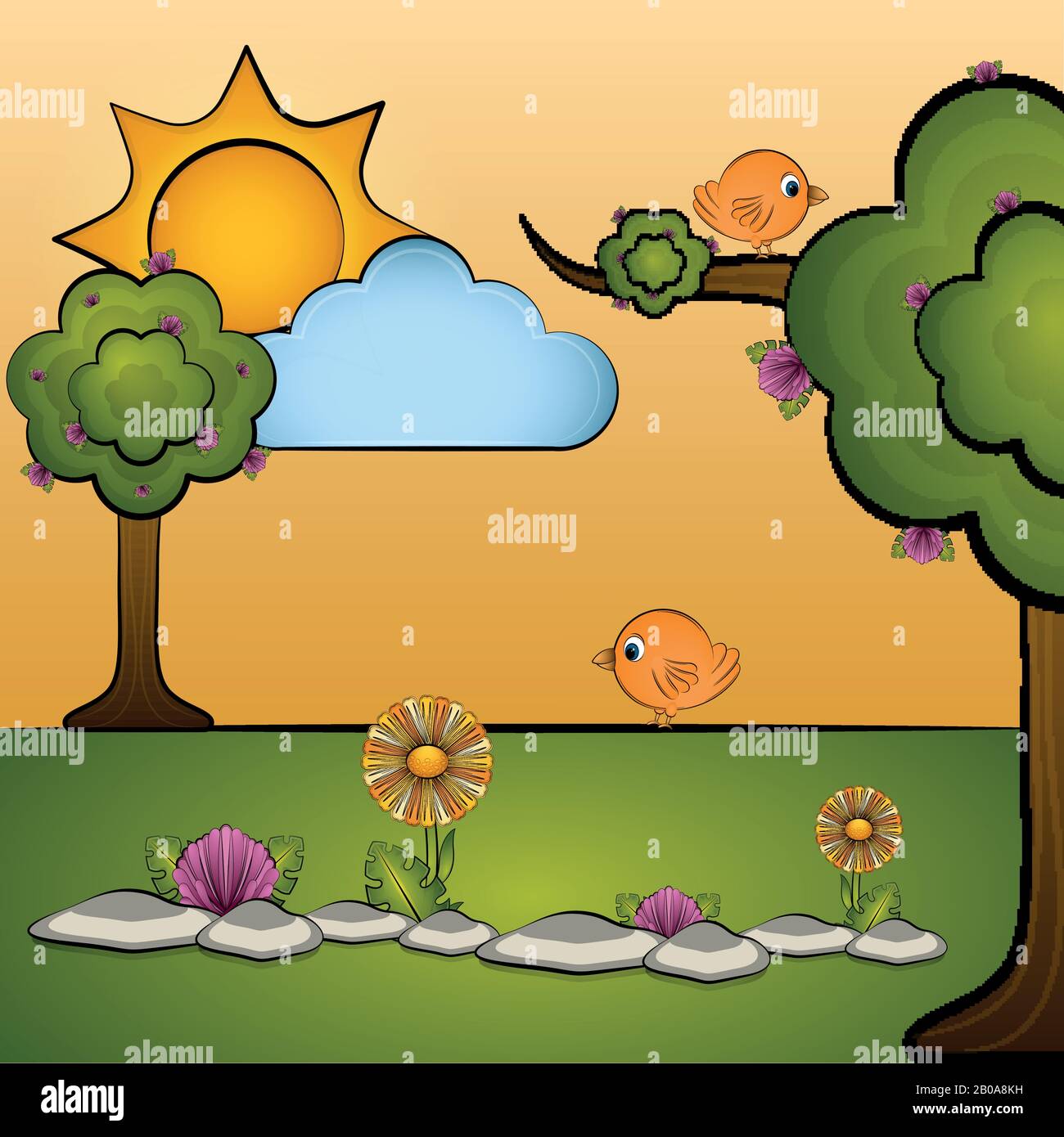 Beautiful spring landscape cartoon Stock Vector Image & Art - Alamy