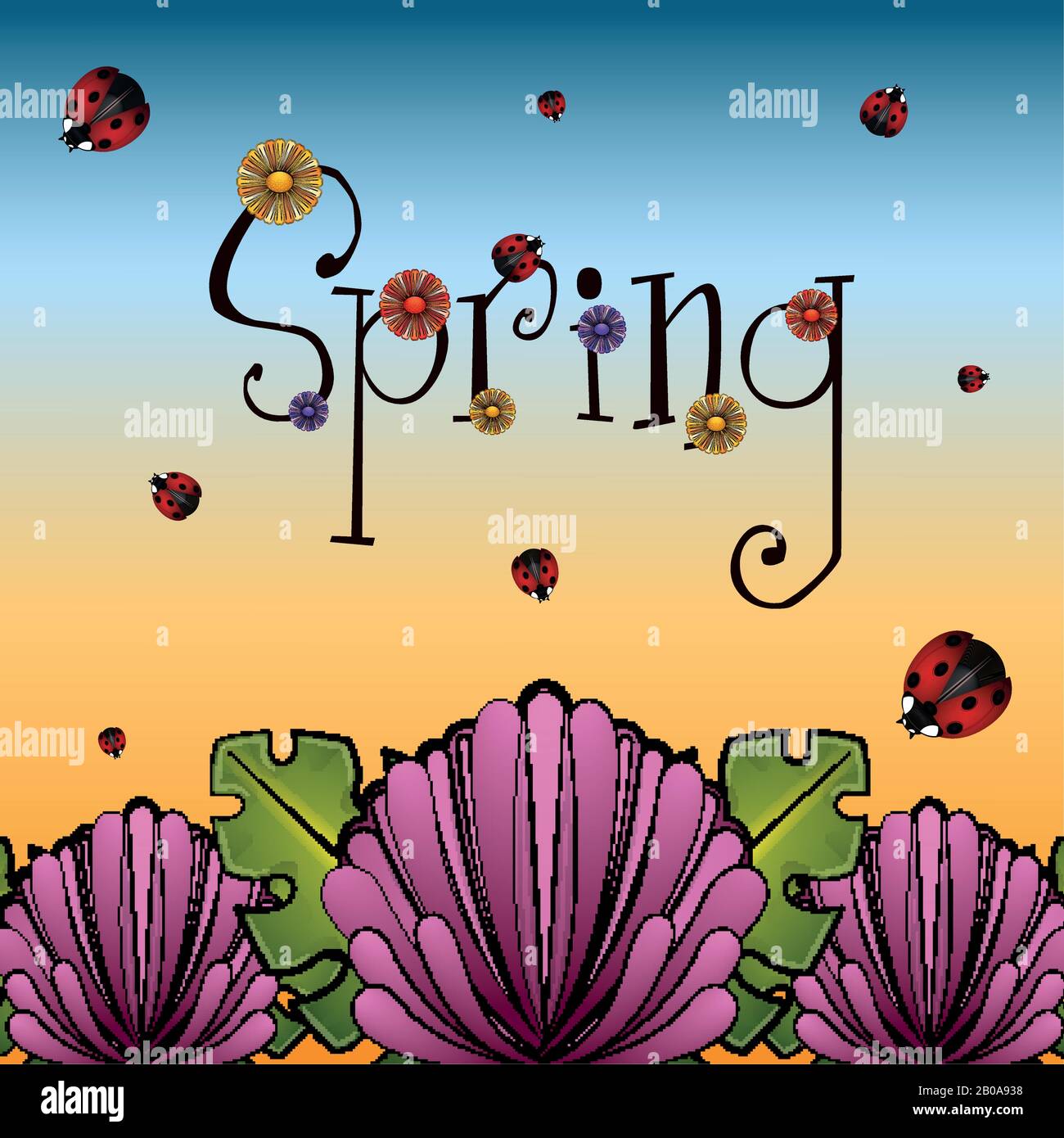 Beautiful spring landscape cartoon Stock Vector Image & Art - Alamy