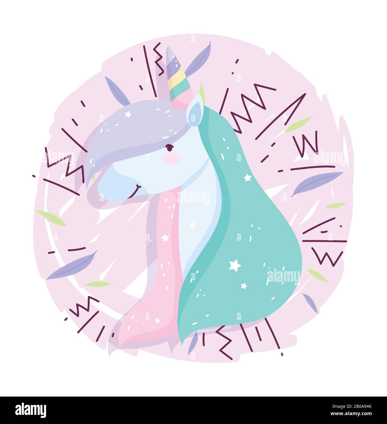 unicorn memphis style fantasy magic cute cartoon vector illustration ...