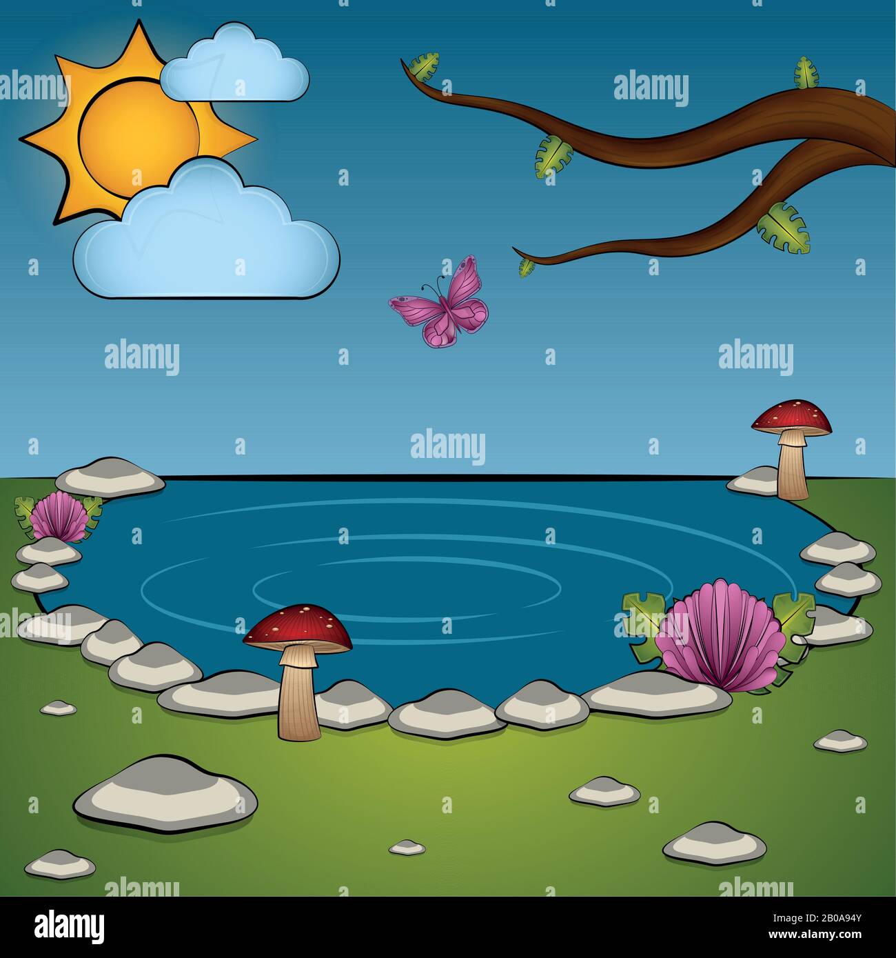 Beautiful spring landscape cartoon Stock Vector Image & Art - Alamy