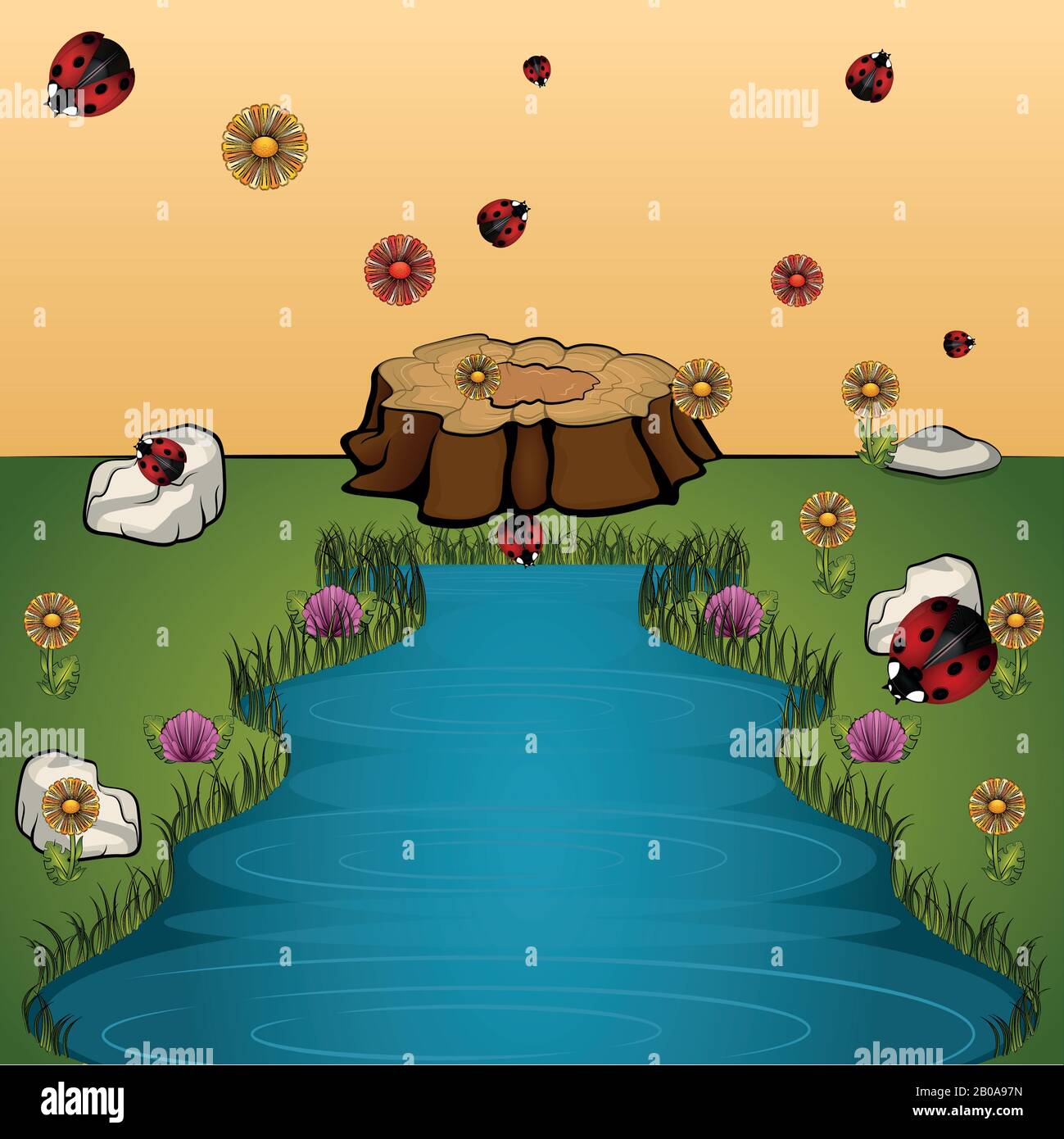 Beautiful spring landscape cartoon Stock Vector Image & Art - Alamy