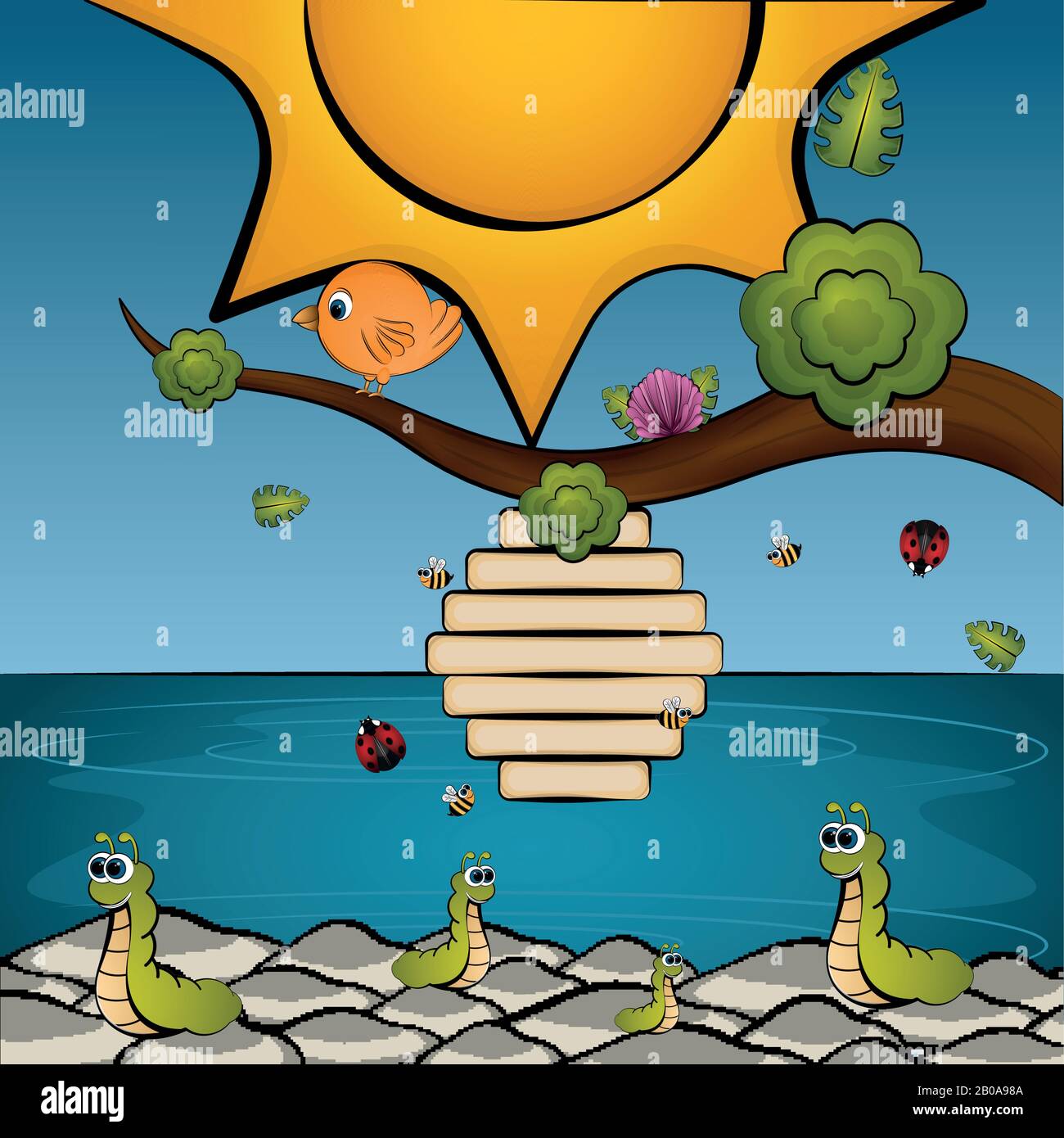 Beautiful spring landscape cartoon Stock Vector Image & Art - Alamy