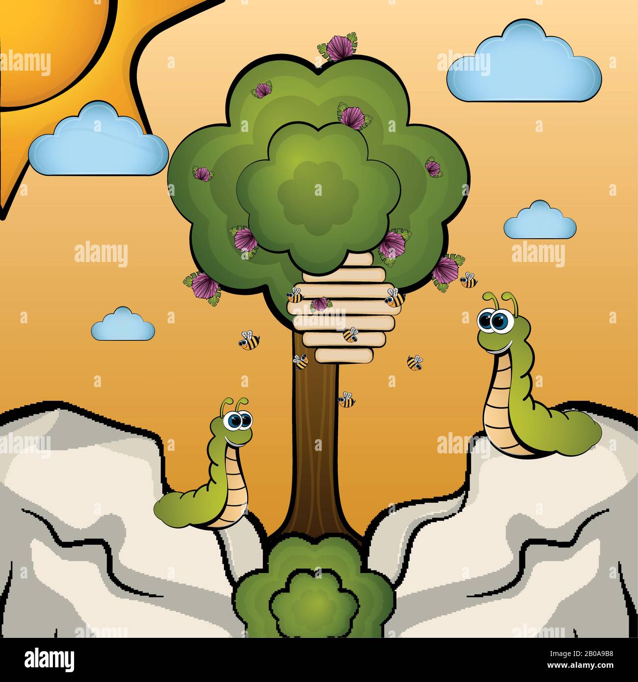 Beautiful spring landscape cartoon Stock Vector Image & Art - Alamy