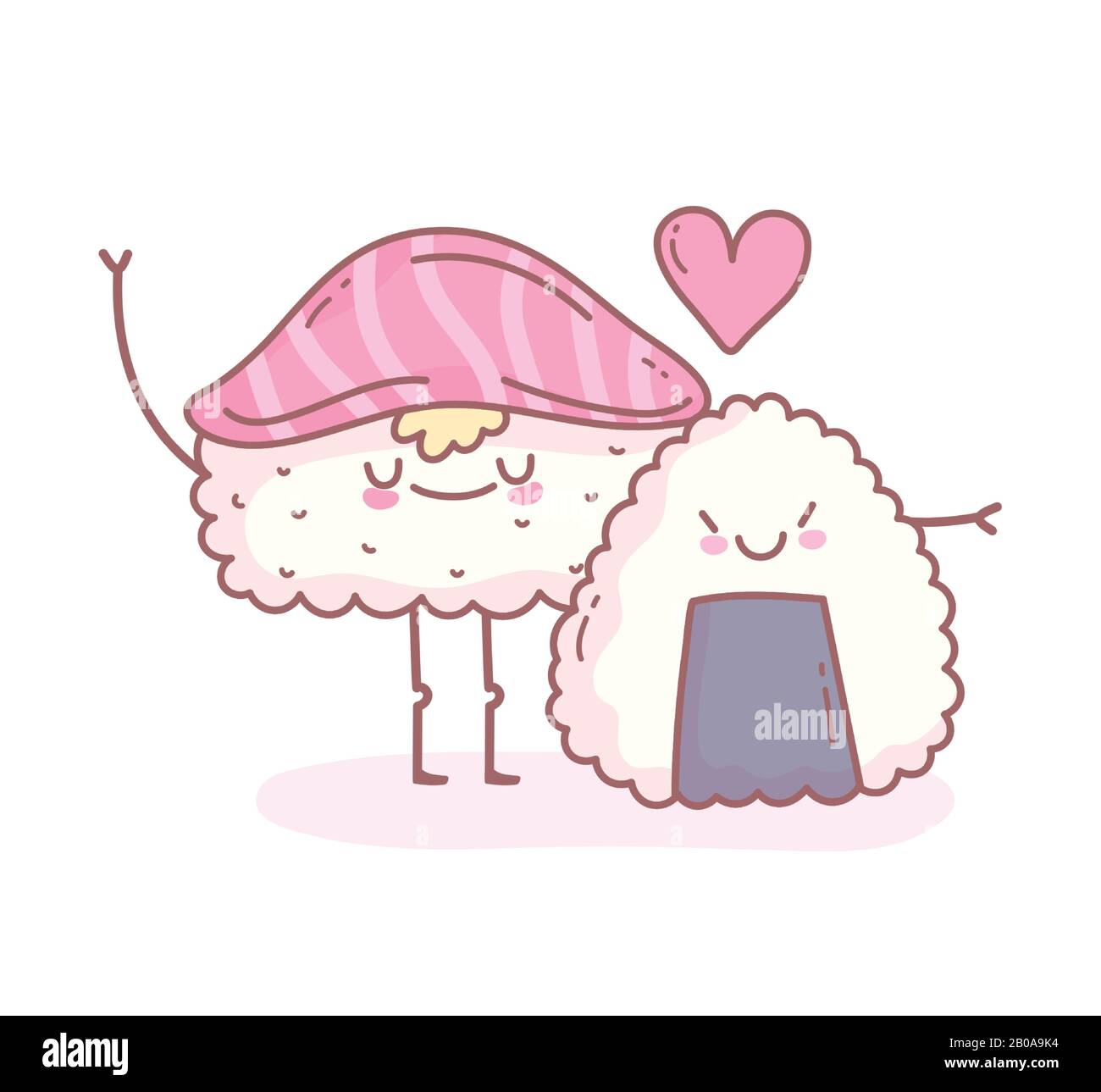 sushi salmon and rice cartoon food cute vector illustration Stock ...