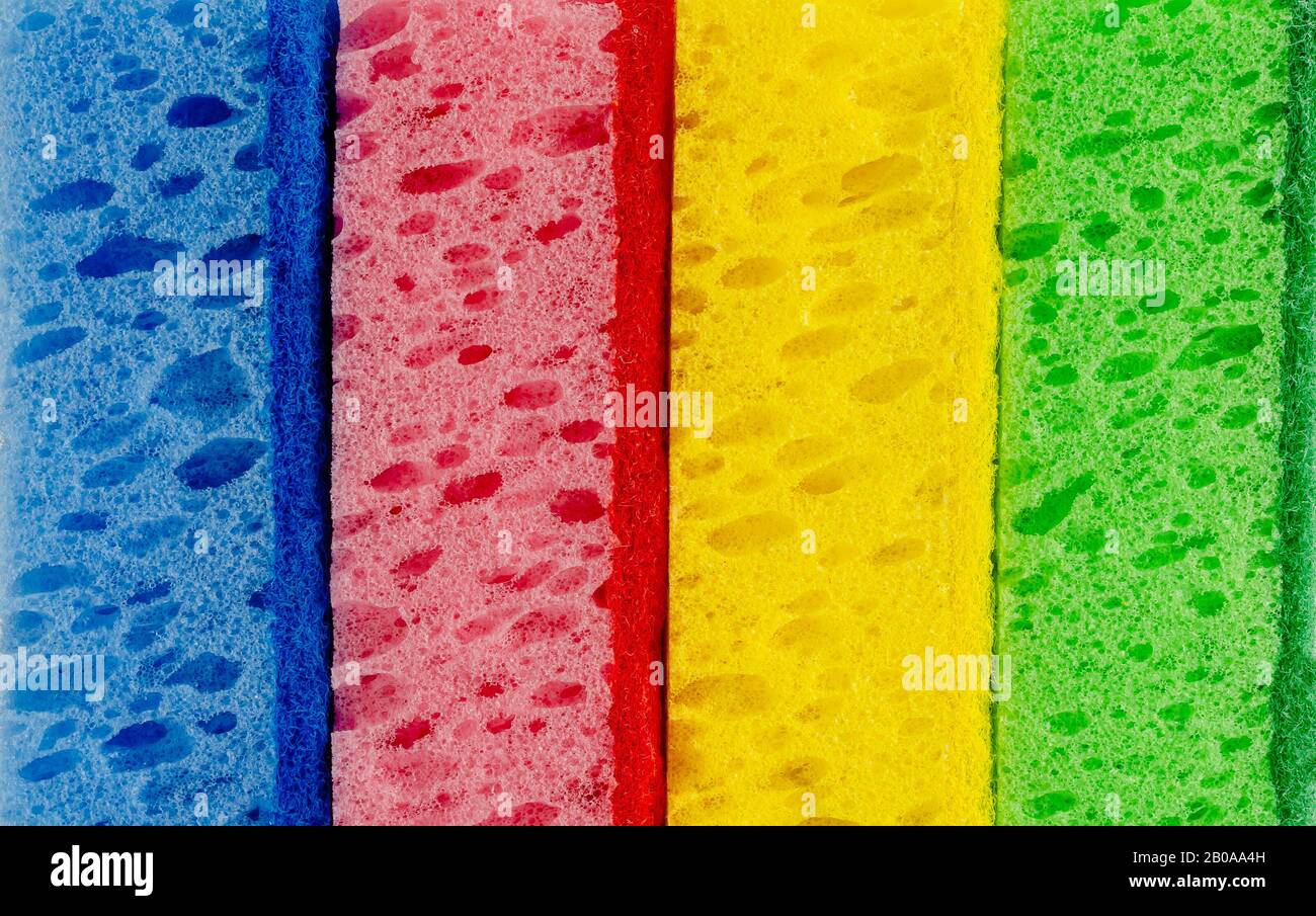 Texture of cleaning sponges. Close up. Housekeeping concept Stock Photo ...