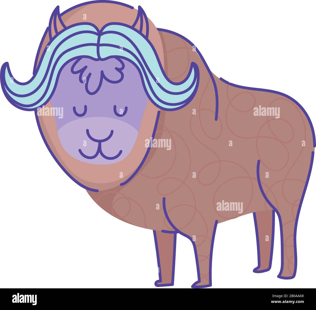 bison animal cartoon doodle color on white background vector ...