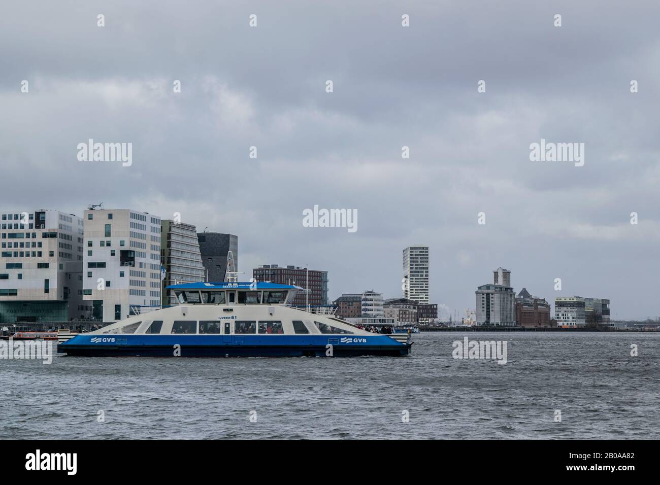 Amsterdam, The Netherlands, February 19, 2020 A Amsterdam Ferry boat ...