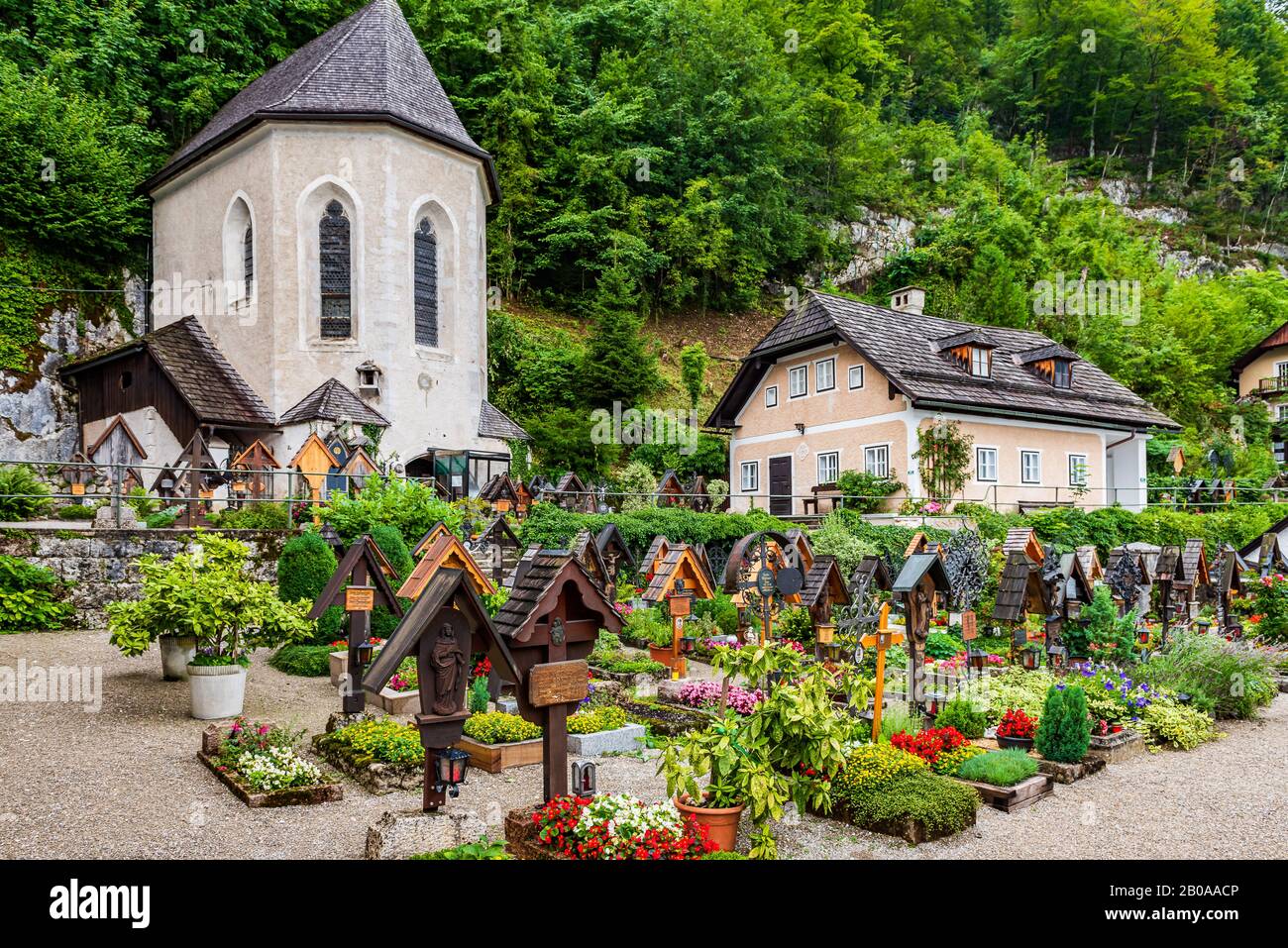Cemetery in Hallstatt, one of the Unesco world heritage sites in ...