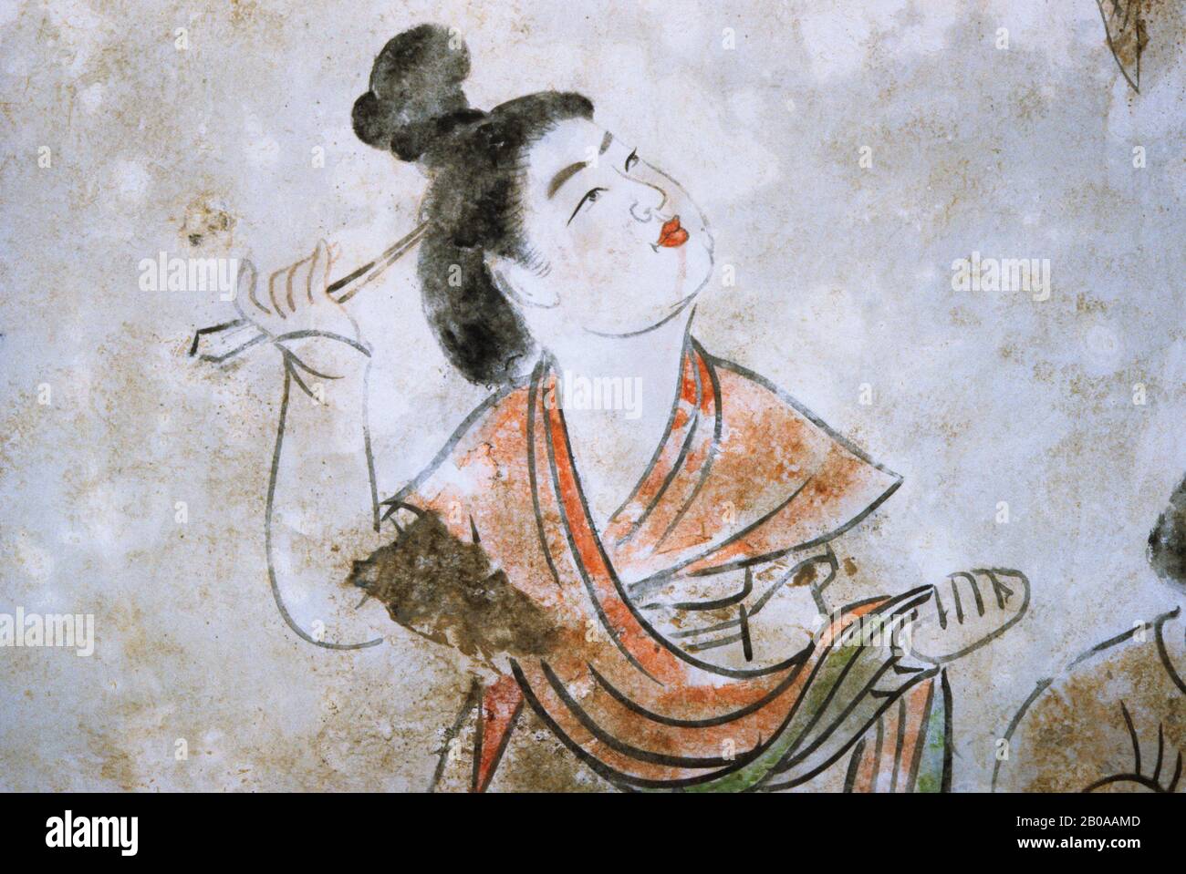 CHINA, NEAR XIAN, YANG TANG TOMBS, INTERIOR WALL PAINTINGS, WOMAN Stock ...