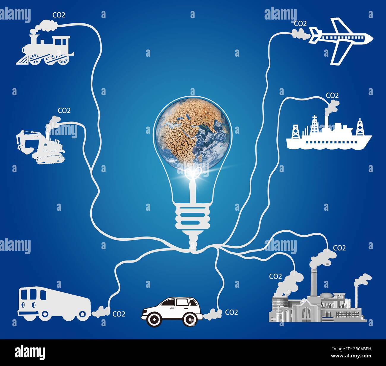 This is a creative illustration about climate pollution from car ...